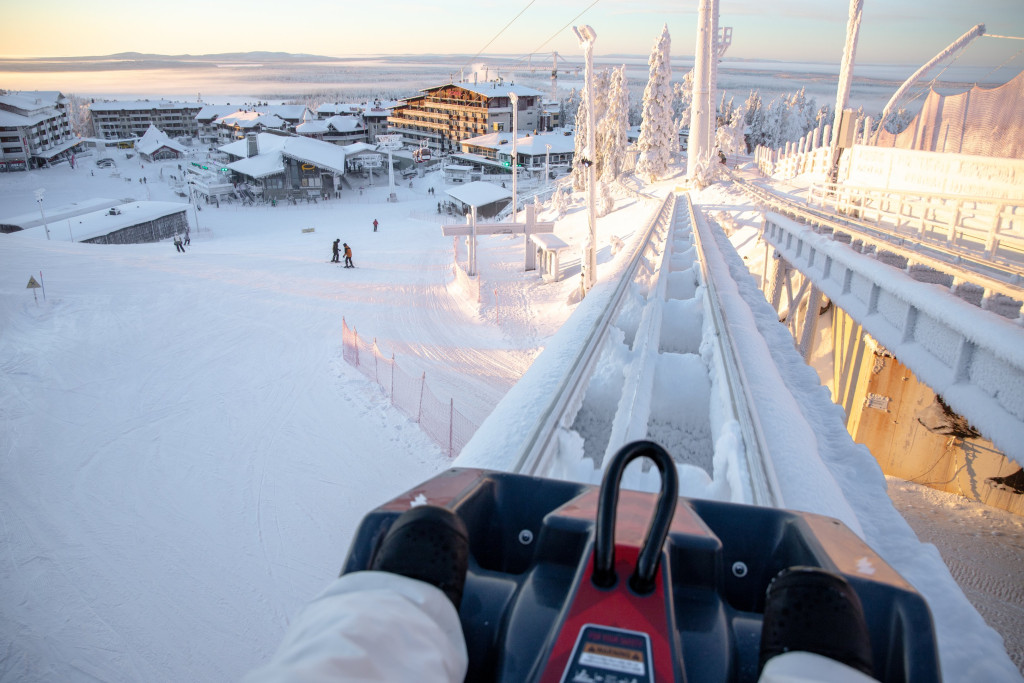 Each sled seats two adults. Individual seat belts and a locking system ...
